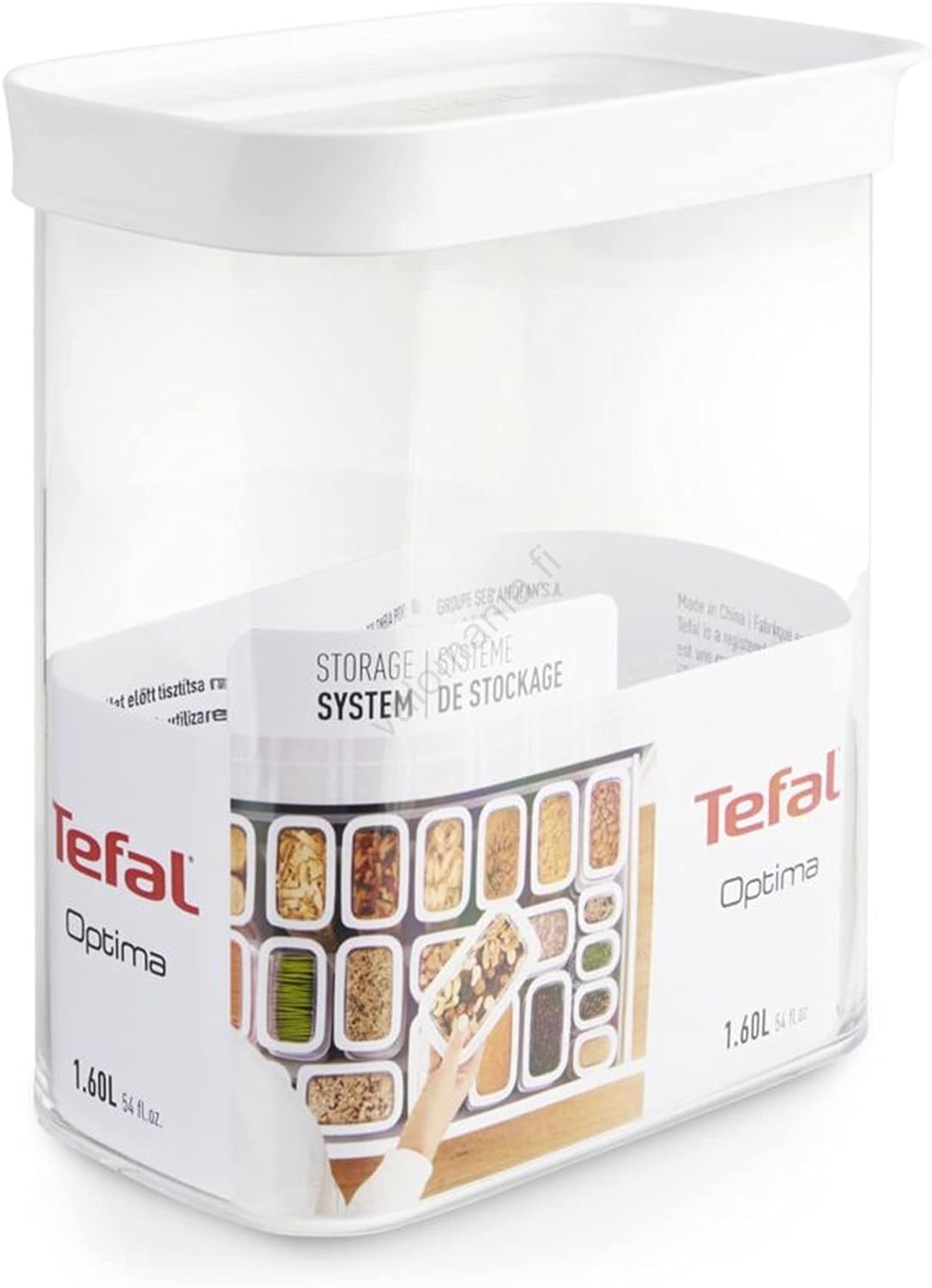 Tefal - Ruokasäiliö 1,6 l OPTIMA valkoinen/läpinäkyvä | Valomania
